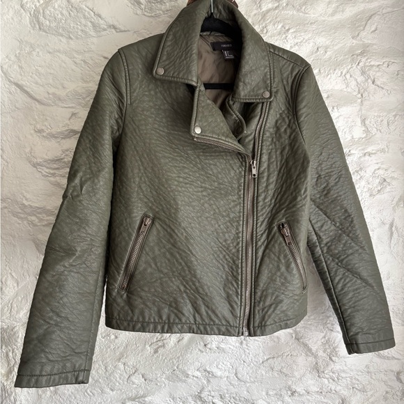 Forever 21 | Jackets & Coats | Forever 2 Olive Leather Jacket | Poshmark